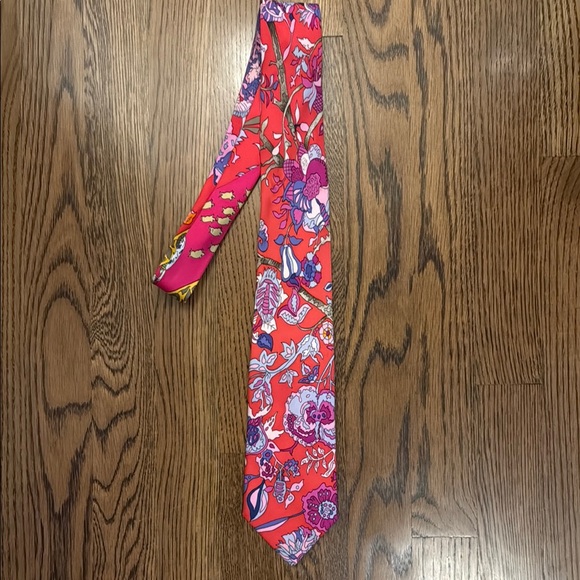 Hermes | Accessories | New Mens Hermes Floral Red And Pink Tie 0 Silk ...